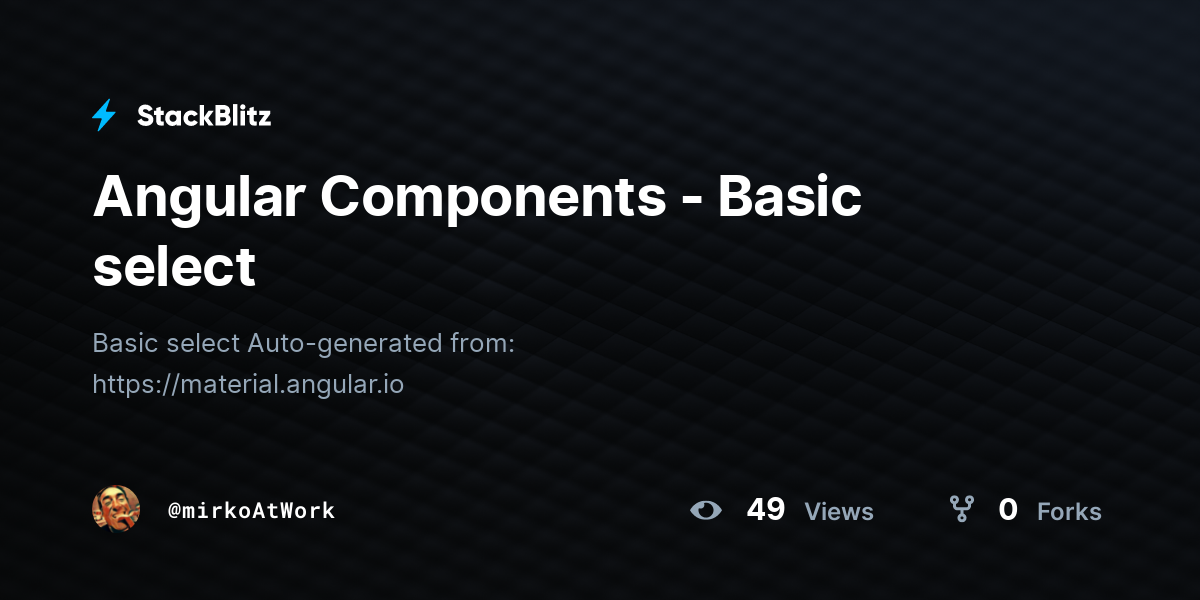 Angular Components - Basic select - StackBlitz