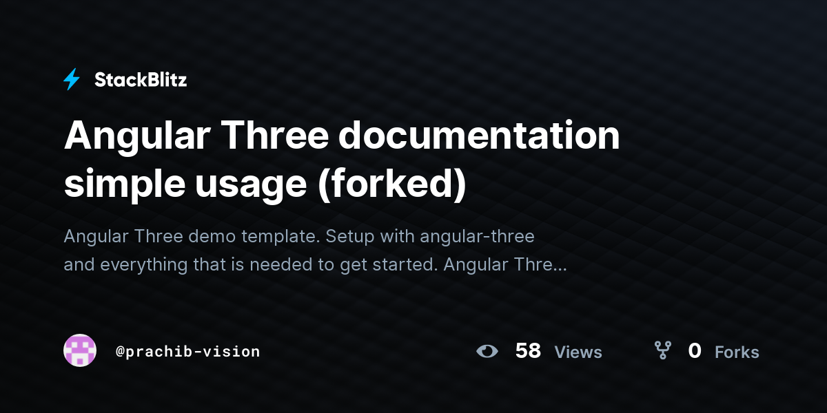 Angular Three documentation simple usage (forked) - StackBlitz