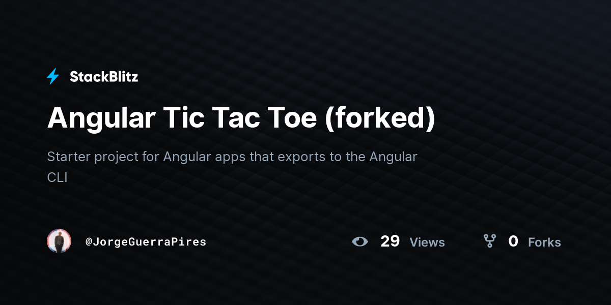 Angular Tic Tac Toe Forked Stackblitz 