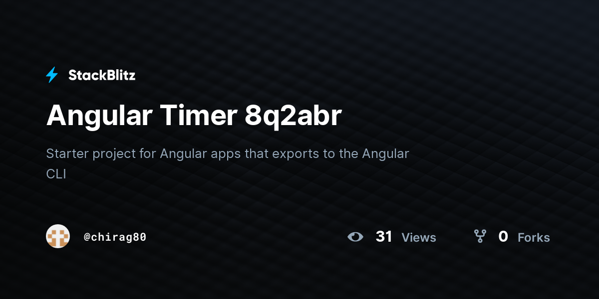 Angular Timer 8q2abr - StackBlitz Angular Timer 8q2abr - StackBlitz