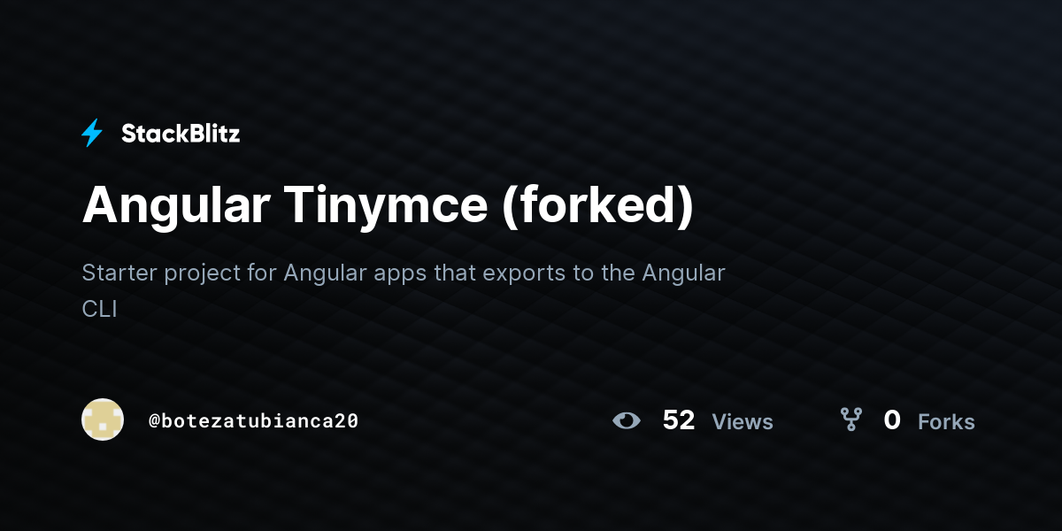 Angular Tinymce Forked Stackblitz 