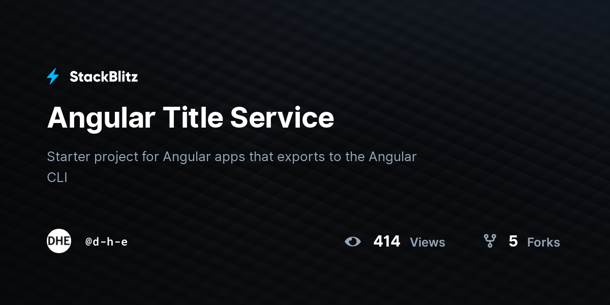 Angular Title Service - StackBlitz