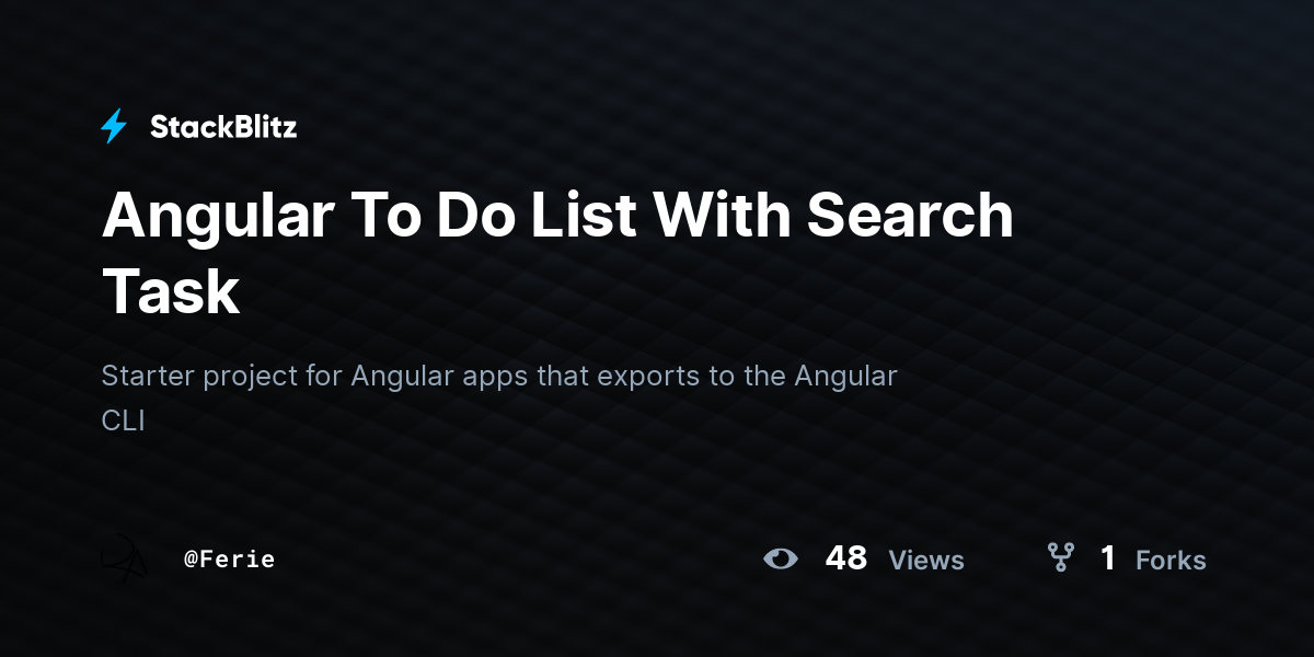 Angular To Do List With Search Task - StackBlitz