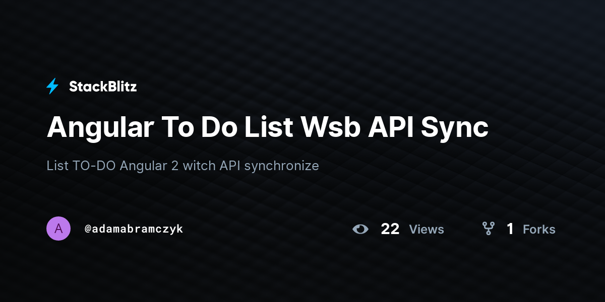 Angular To Do List Wsb API Sync - StackBlitz