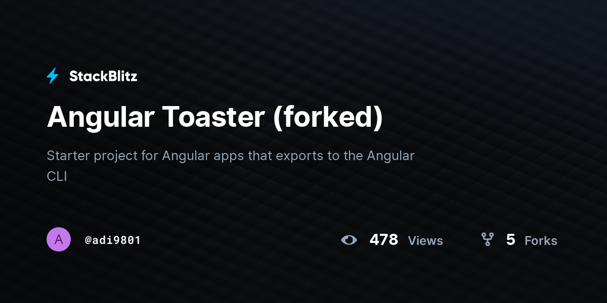 Angular Toaster (forked) - StackBlitz Angular Toaster (forked) - StackBlitz