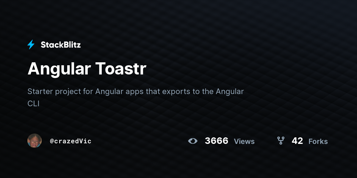 Angular Toastr - StackBlitz