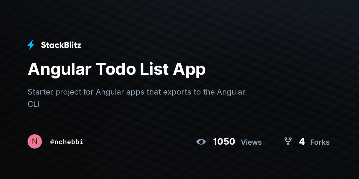 Angular Todo List App - StackBlitz Angular Todo List App - StackBlitz