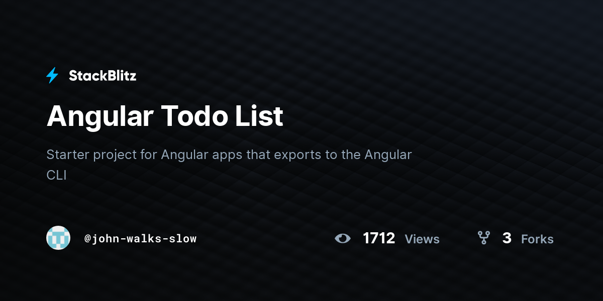 Angular Todo List Stackblitz