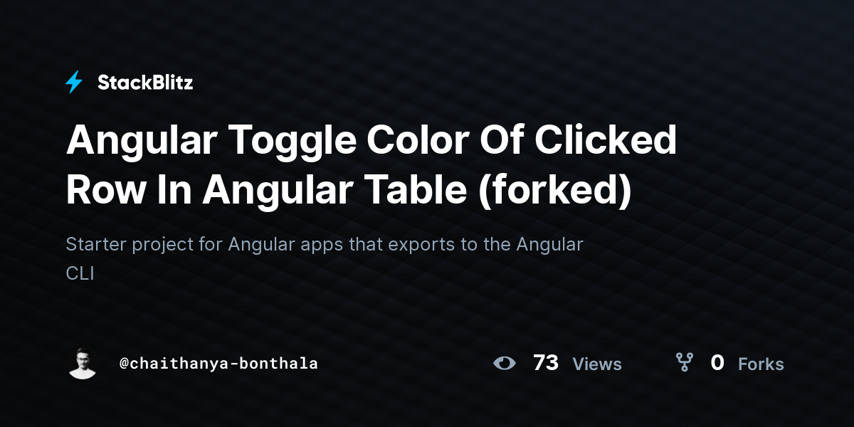 Angular Toggle Color Of Clicked Row In Angular Table (forked) - StackBlitz