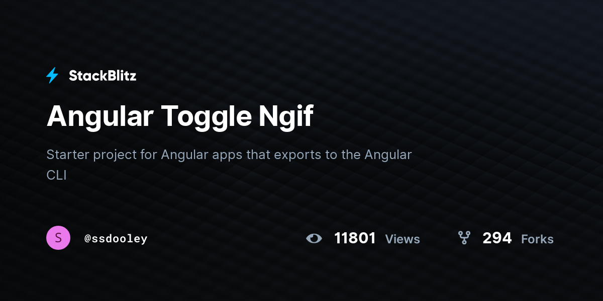 Angular Toggle Ngif - StackBlitz