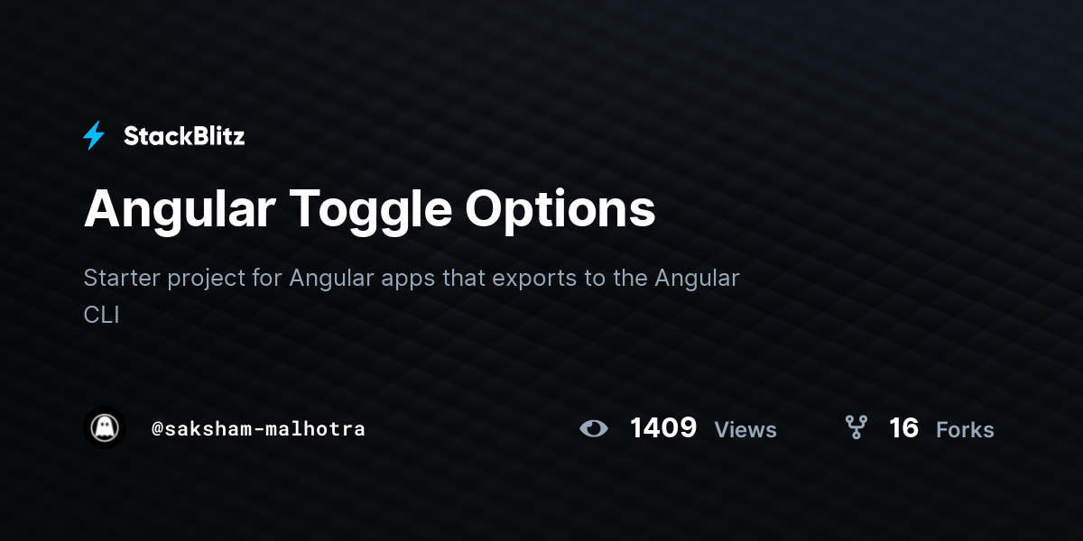 Angular Toggle Options - StackBlitz
