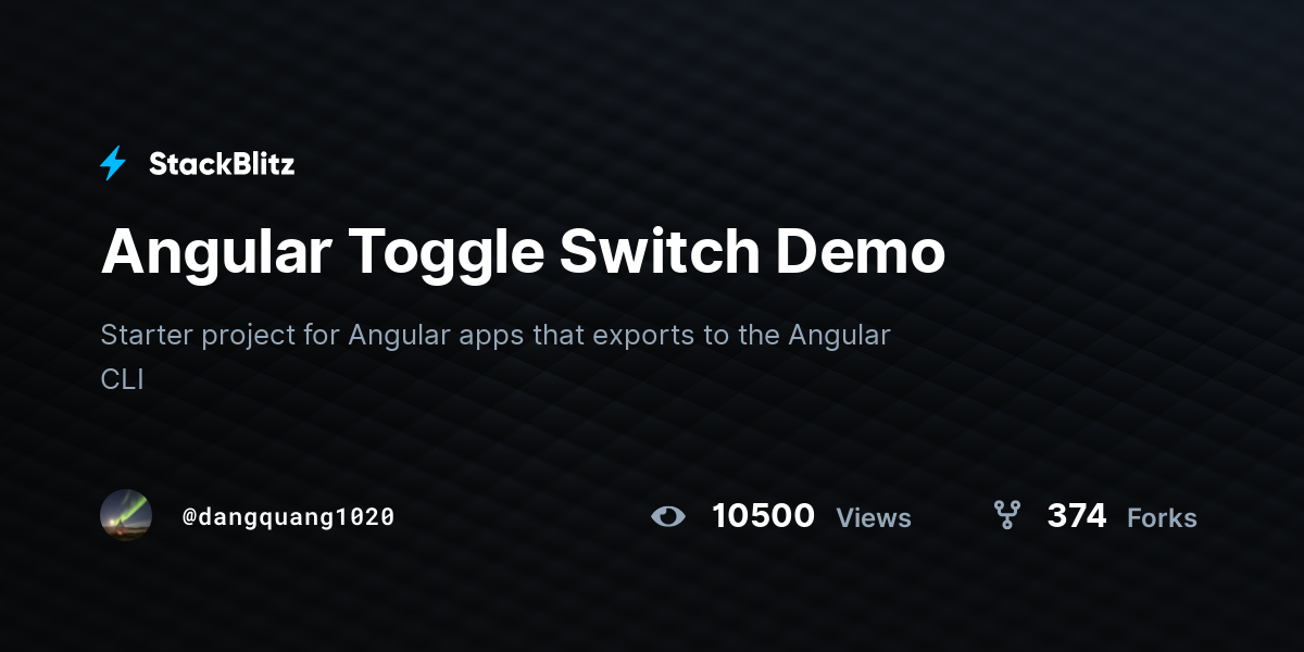 Angular Toggle Switch Demo - StackBlitz Angular Toggle Switch Demo - StackBlitz