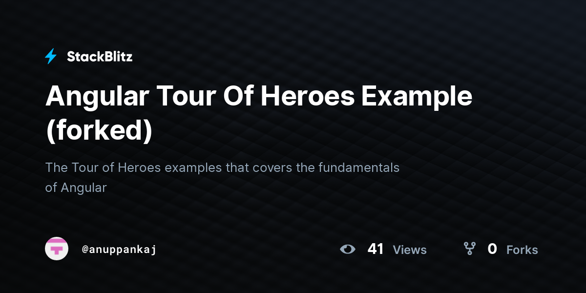 Angular Tour Of Heroes Example (forked) - StackBlitz