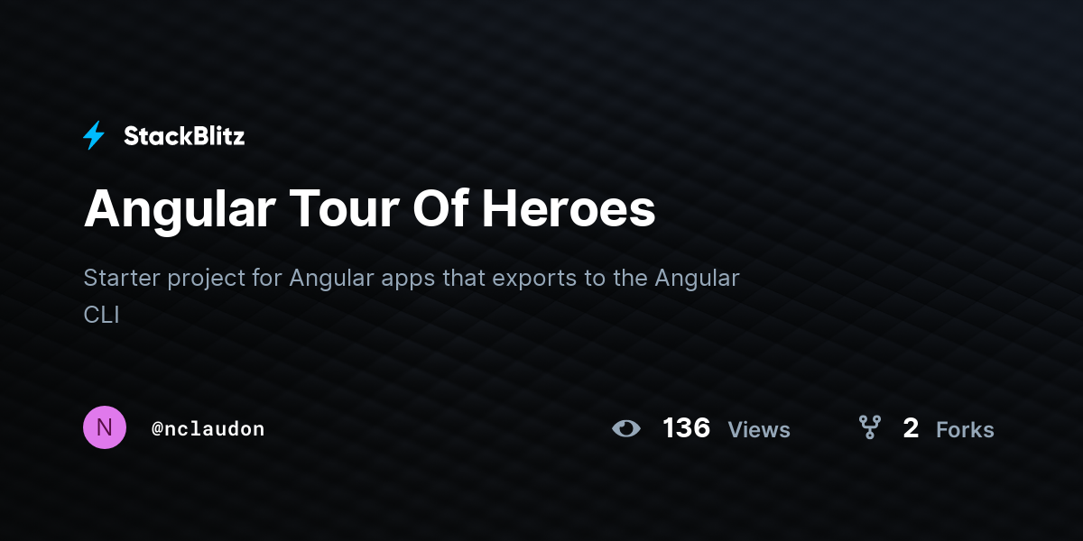 Angular Tour Of Heroes - StackBlitz Angular Tour Of Heroes - StackBlitz