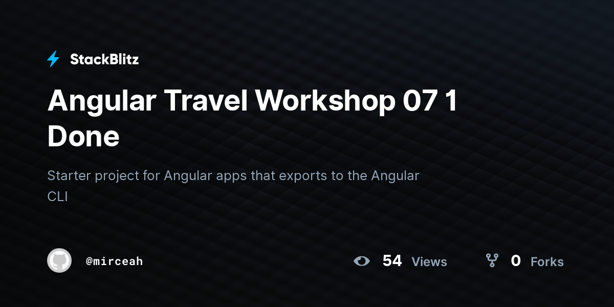 Angular Travel Workshop 07 1 Done - StackBlitz