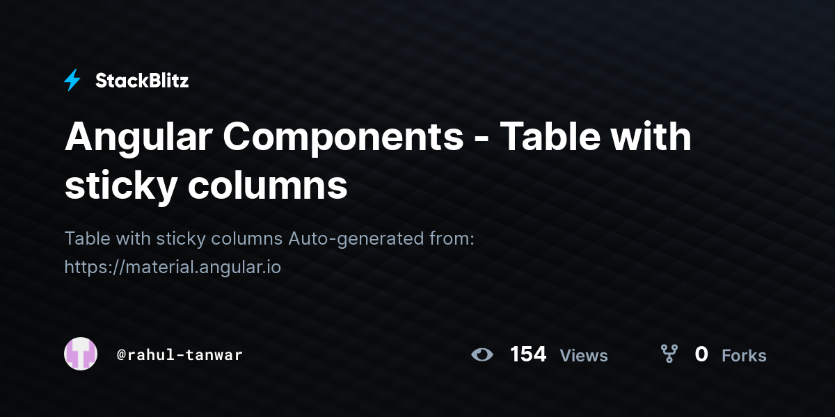 Angular Components - Table with sticky columns - StackBlitz