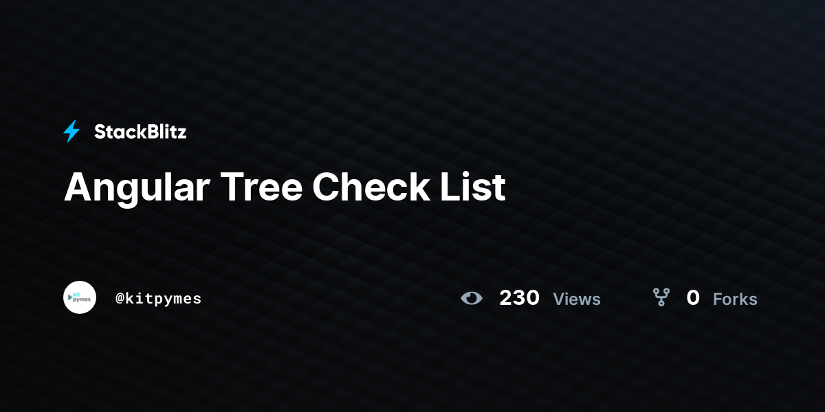 Angular Tree Check List - StackBlitz