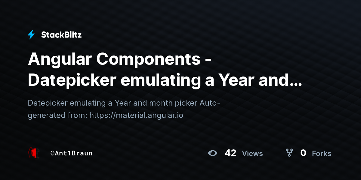 Angular Components - Datepicker emulating a Year and month picker ...