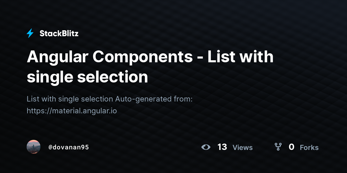 Angular Components - List with single selection - StackBlitz