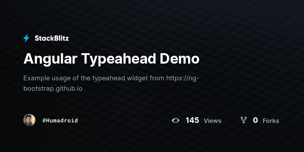 Angular Typeahead Demo - StackBlitz