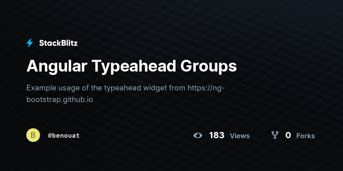 Angular Typeahead Groups - StackBlitz