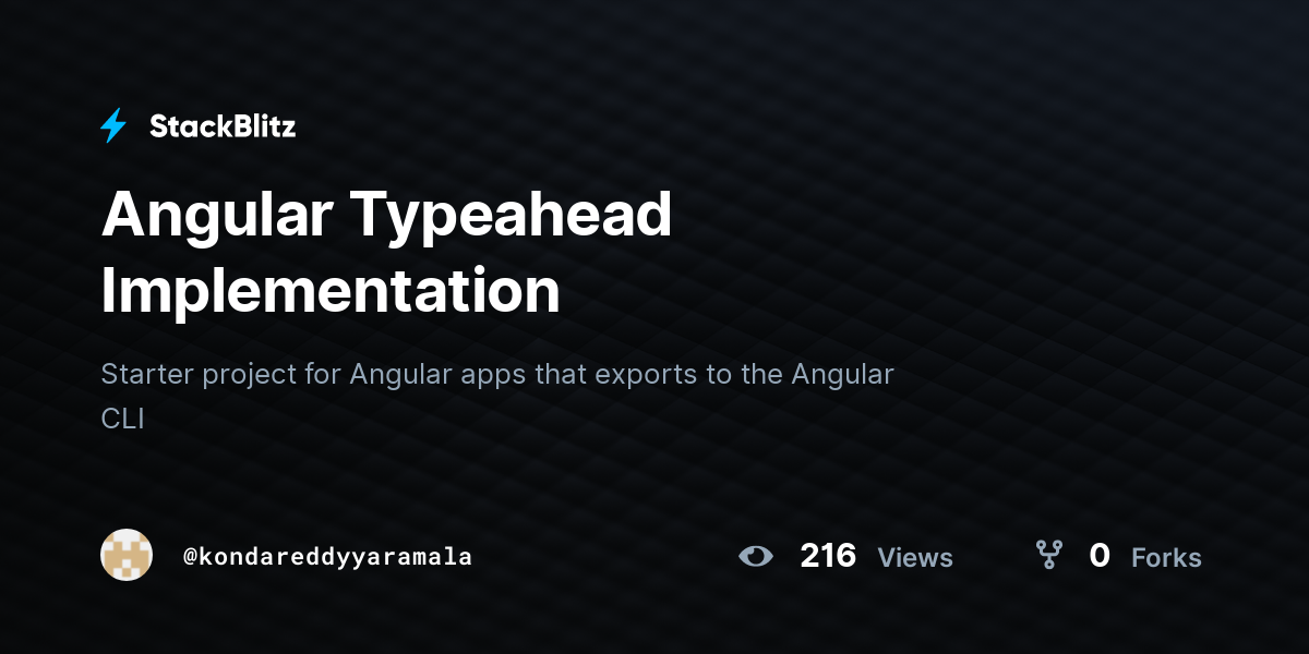 Angular Typeahead Implementation - StackBlitz
