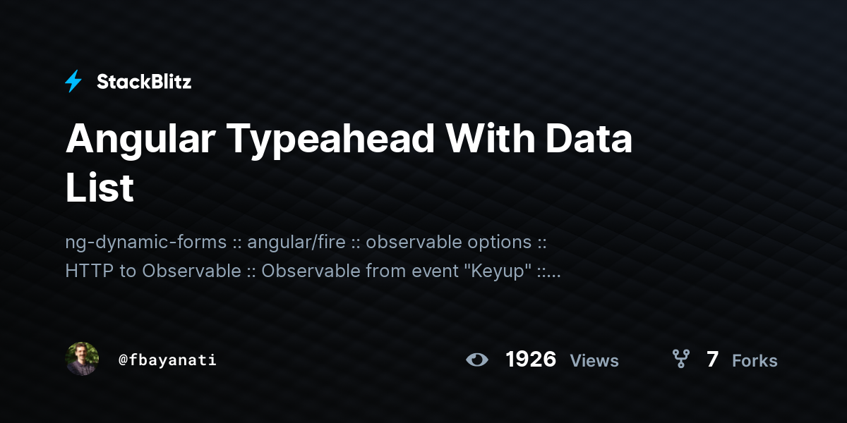 Angular Typeahead With Data List - StackBlitz