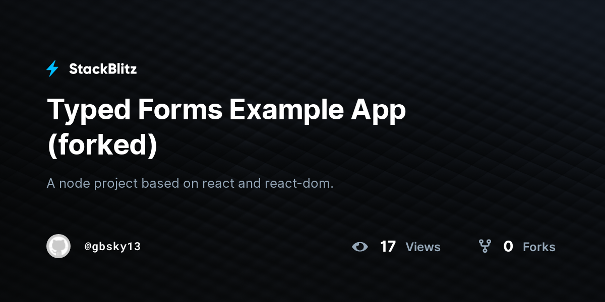 Typed Forms Example App (forked) - StackBlitz Typed Forms Example App (forked) - StackBlitz