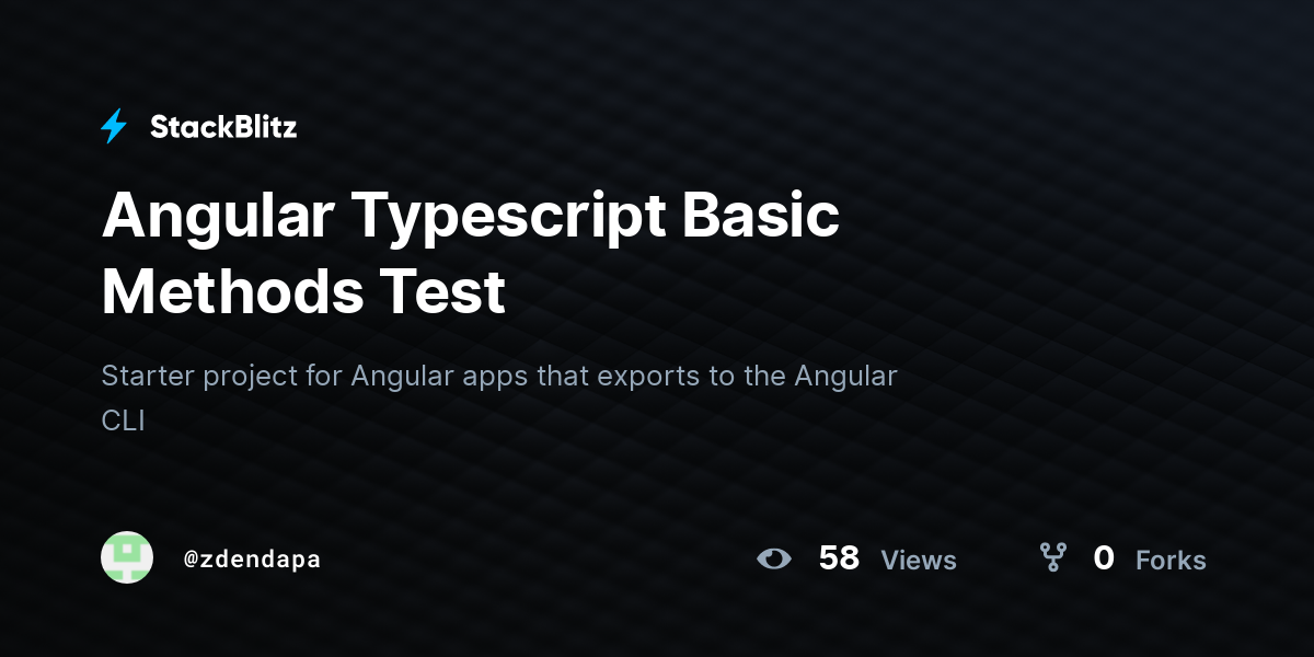 Angular Typescript Basic Methods Test Stackblitz