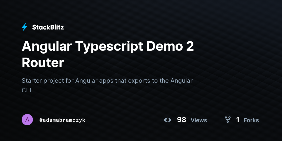 Angular Typescript Demo 2 Router - StackBlitz