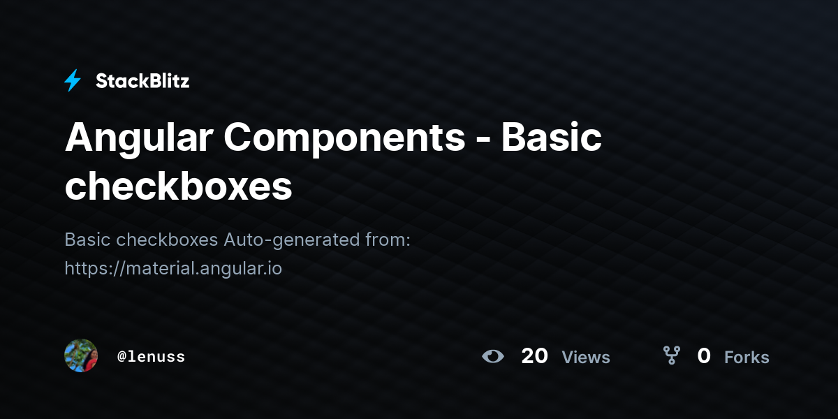 Angular Components - Basic checkboxes - StackBlitz