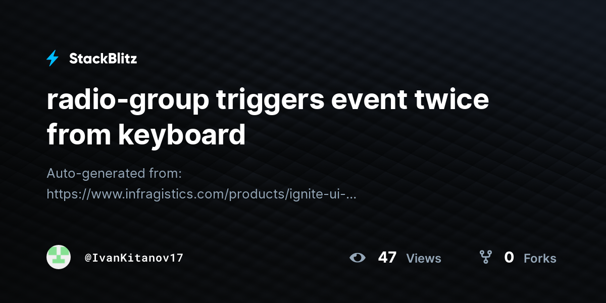 radio-group triggers event twice from keyboard - StackBlitz radio-group triggers event twice from keyboard - StackBlitz