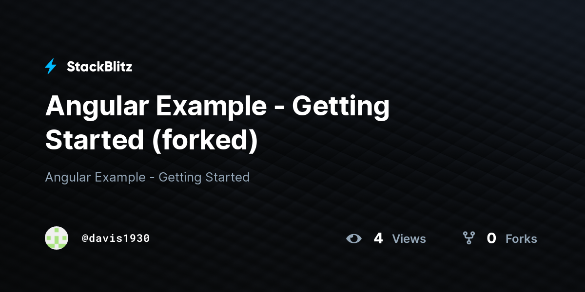 Angular Example - Getting Started (forked) - StackBlitz