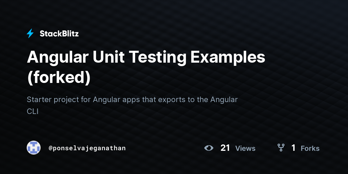 Angular Unit Testing Examples Forked Stackblitz
