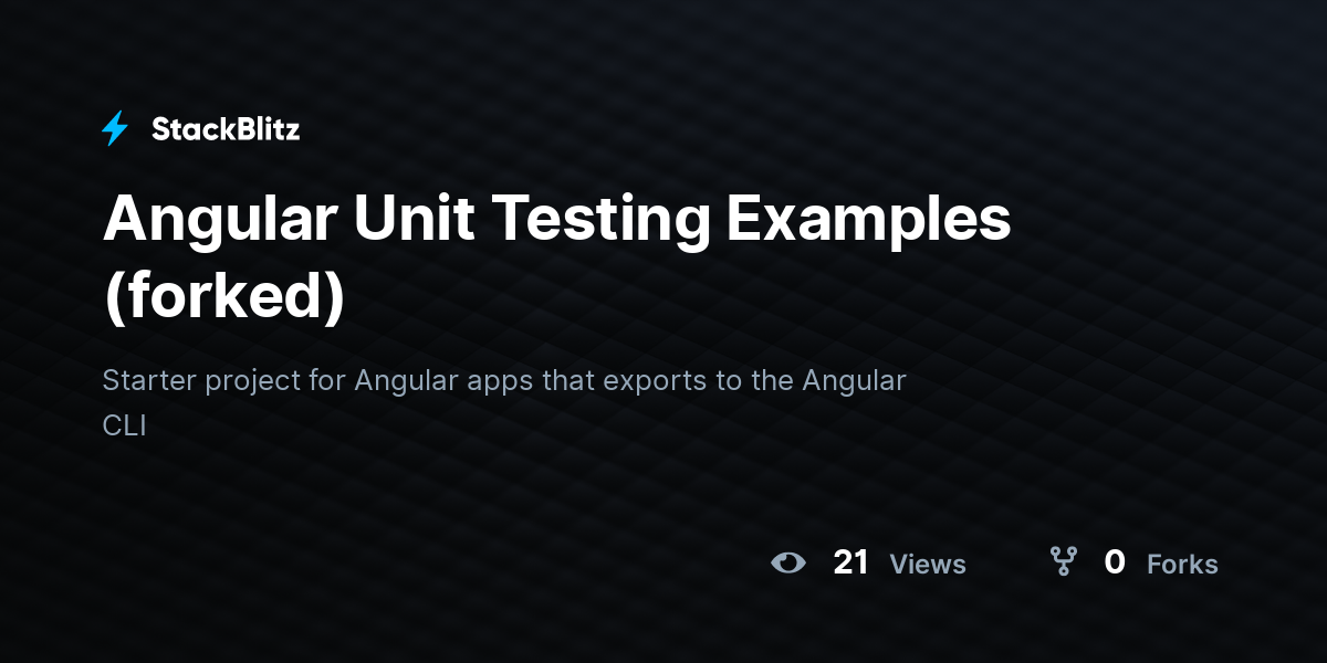 Angular Unit Testing Examples (forked) - StackBlitz