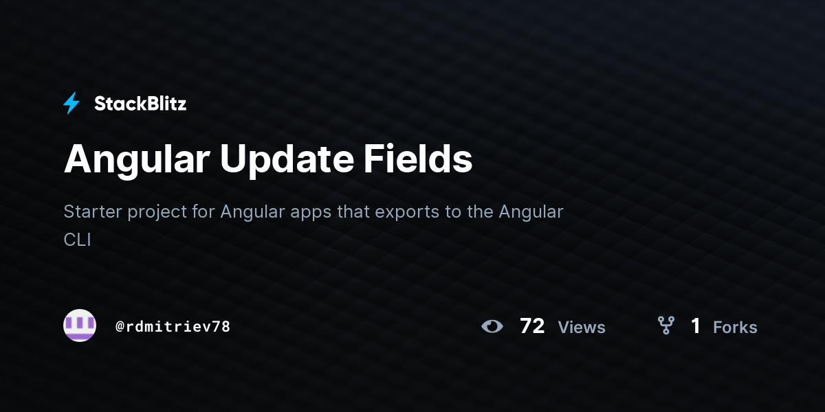 Angular Update Fields - StackBlitz