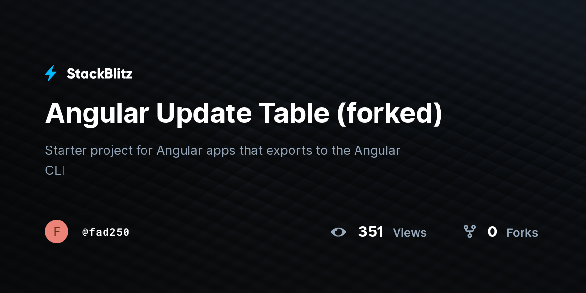 Angular Update Table (forked) - StackBlitz