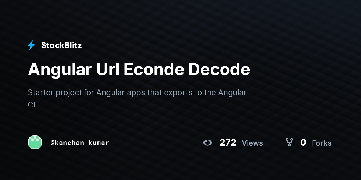 Angular Url Econde Decode - StackBlitz