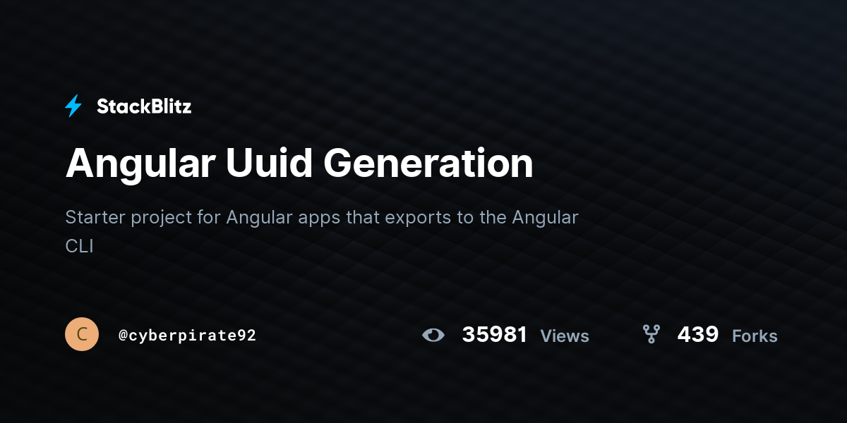 Angular Uuid Generation - StackBlitz