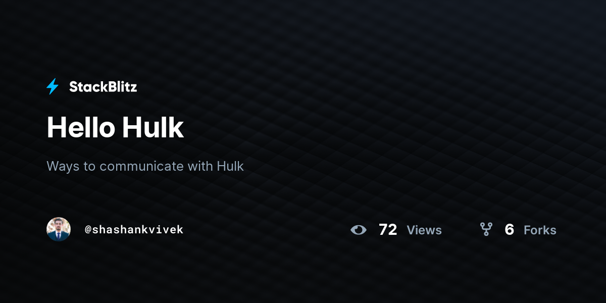 Hello Hulk - StackBlitz