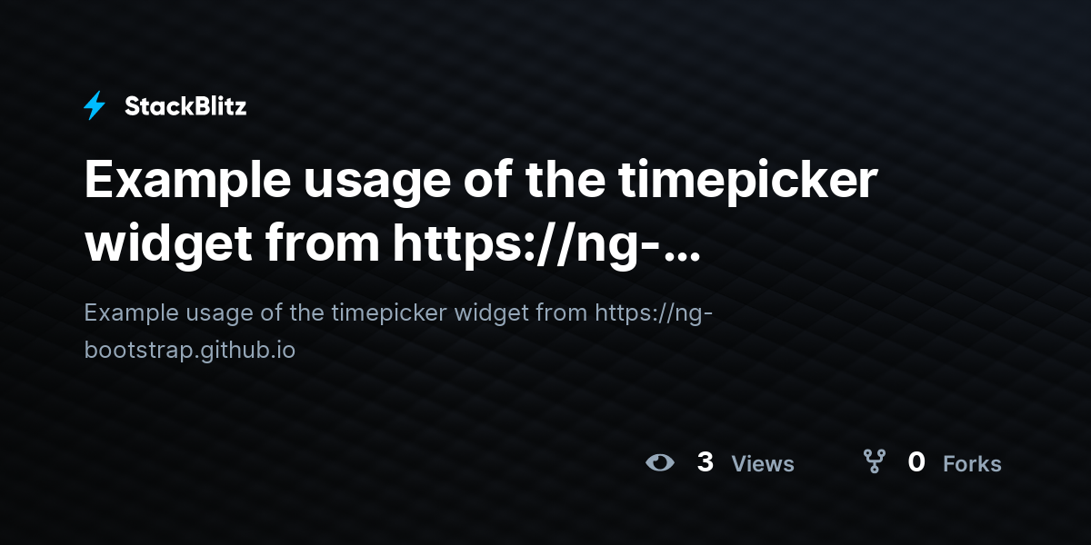 Example usage of the timepicker widget from https://ng-bootstrap.github ...