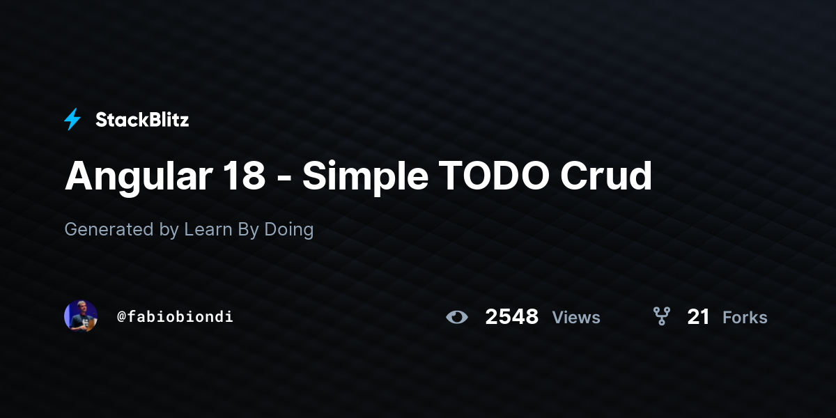 Angular 18 - Simple TODO Crud - StackBlitz
