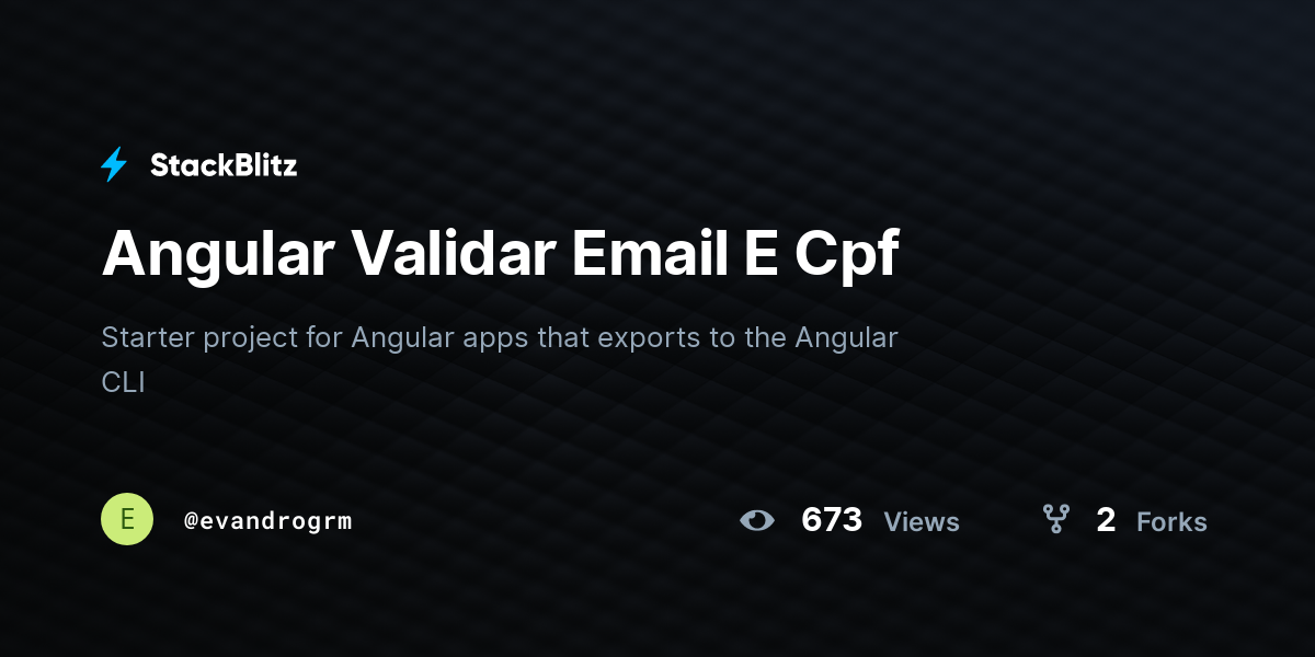 Angular Validar Email E Cpf - StackBlitz