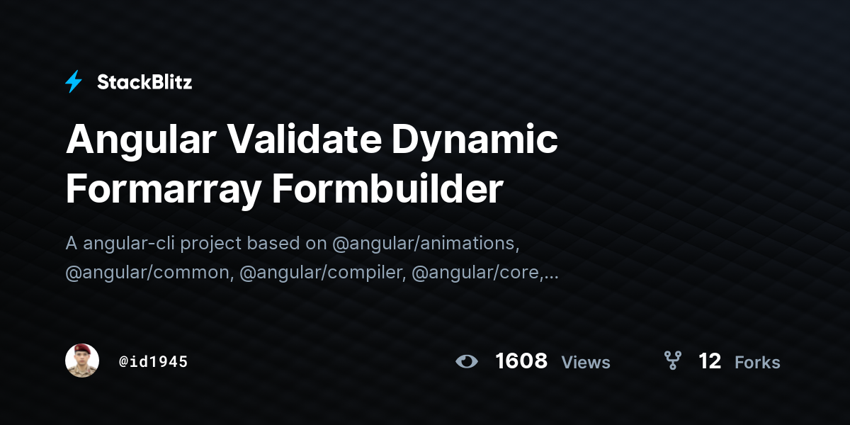 Angular Validate Dynamic Formarray Formbuilder - StackBlitz