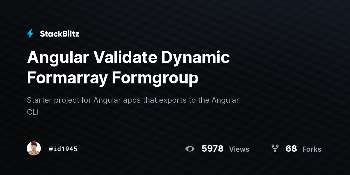 Angular Validate Dynamic Formarray Formgroup - StackBlitz
