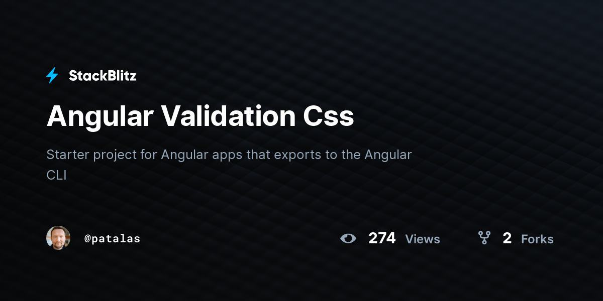 Angular Validation Css - StackBlitz