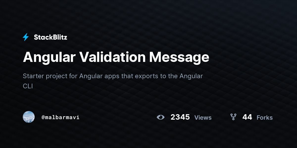Angular Validation Message - StackBlitz