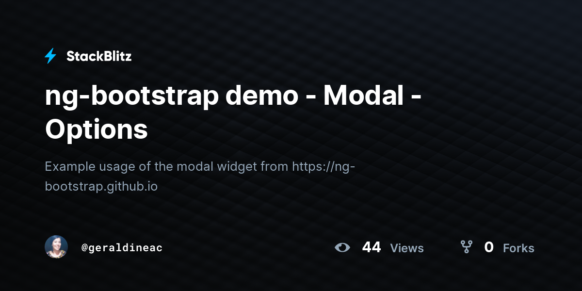 ng-bootstrap demo - Modal - Options - StackBlitz