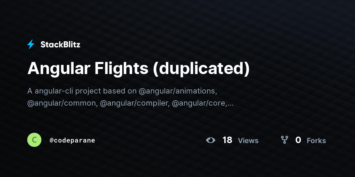 Angular Flights (duplicated) - StackBlitz