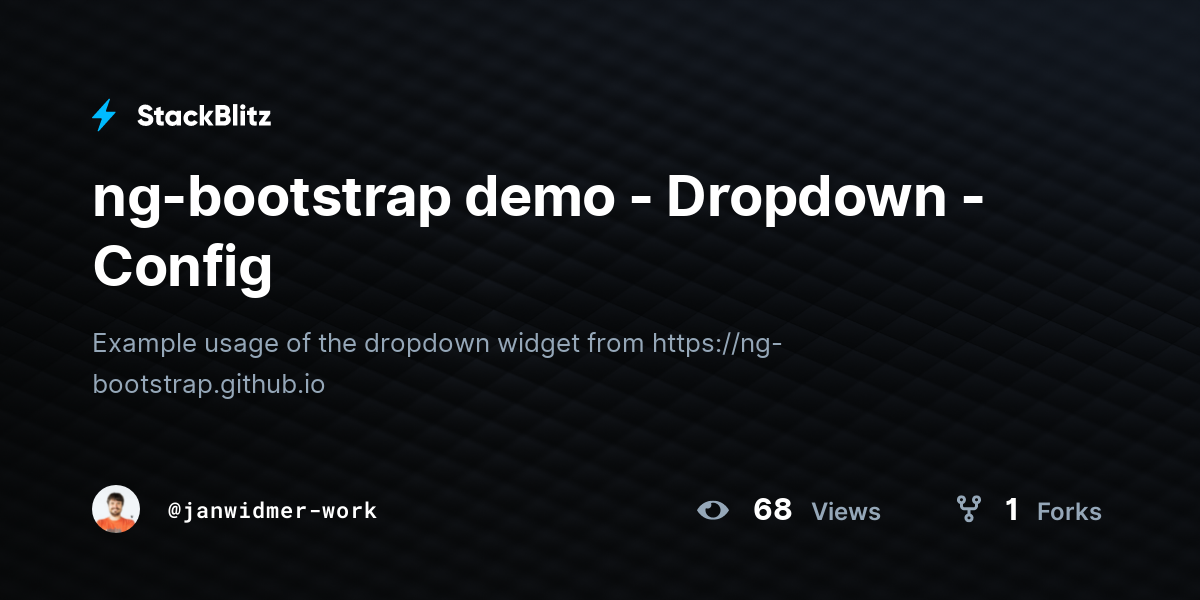 ng-bootstrap demo - Dropdown - Config - StackBlitz